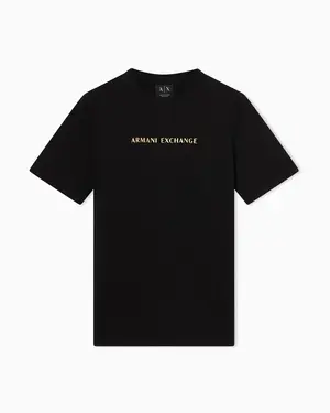 Armani Exchange Regular Fit Jersey T-shirt With Metal Logo - Black