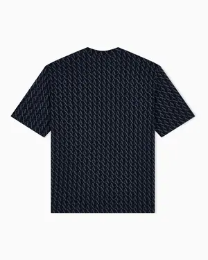 Armani Exchange Cotton Jersey T-shirt With An All-over Pattern Essential - Black