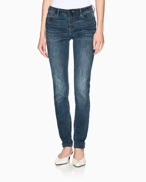 Armani Exchange Super Skinny Lift-up Jeans In Faded Stretch Cotton - Blue