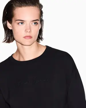 Armani Exchange Viscose Scuba Crewneck Sweatshirt - Black