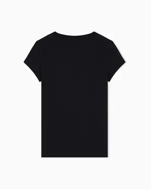 Armani Exchange Slim-fit Cotton Jersey T-shirt With Metallic Logo - Black