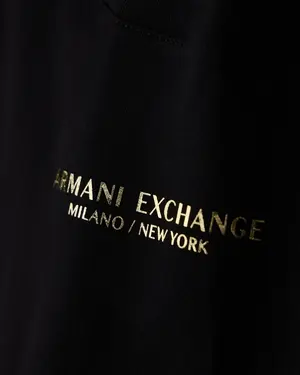Armani Exchange Slim-fit Cotton Jersey T-shirt With Metallic Logo - Black