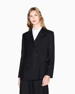 Armani Exchange Double-breasted Jacket In Viscose Blend Twill
