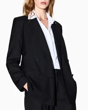 Armani Exchange Double-breasted Jacket In Viscose Blend Twill