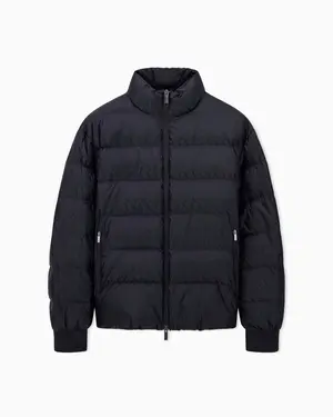 Armani Exchange Quilted And Warm Jacket In A Nylon Jacquard Essential - Black