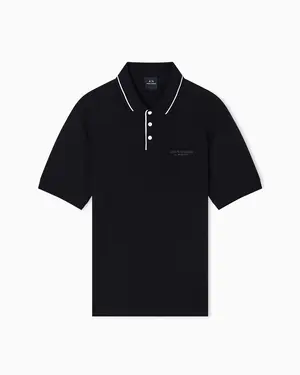 Armani Exchange Polo Shirt In Stretch Cotton With Contrast Trim Essential - Black