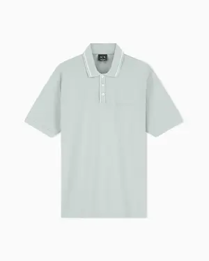 Armani Exchange Polo Shirt In Stretch Cotton With Contrast Trim Essential Green