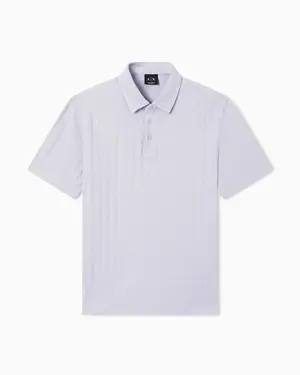 Armani Exchange Textured Polo Shirt In Mercerized Cotton Jersey Essential - Grey
