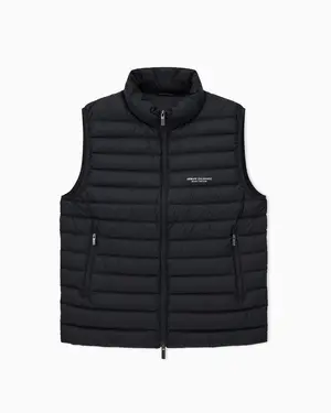 Armani Exchange Quilted Full-zip Down Vest With A High Collar Essential - Black