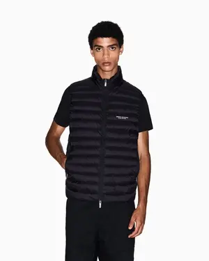 Armani Exchange Quilted Full-zip Down Vest With A High Collar Essential - Black