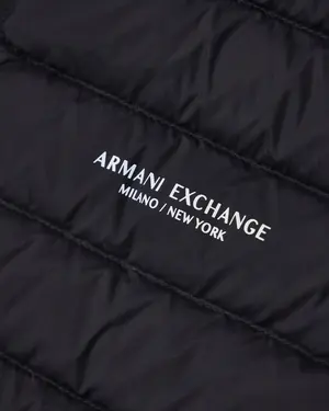 Armani Exchange Quilted Full-zip Down Vest With A High Collar Essential - Black