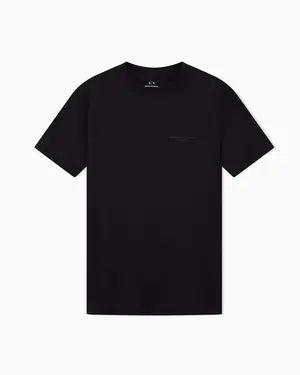 Armani Exchange Regular Fit Cotton T-shirt With A Chest Logo Essential - Black