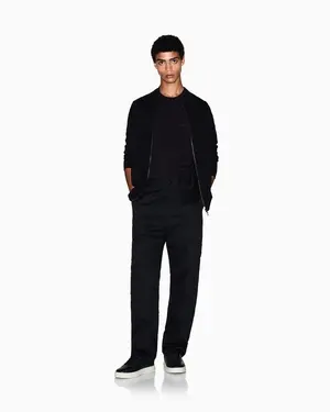 Armani Exchange Regular Fit Cotton T-shirt With A Chest Logo Essential - Black
