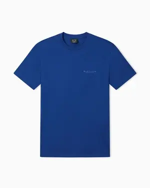 Armani Exchange Regular Fit Cotton T-shirt With A Chest Logo Essential - Blue