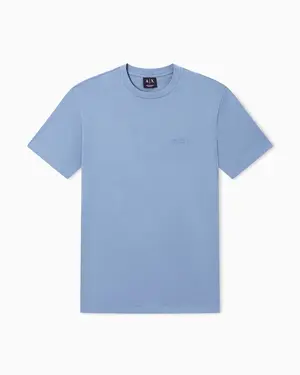 Armani Exchange Regular Fit Cotton T-shirt With A Chest Logo Essential - Light Blue