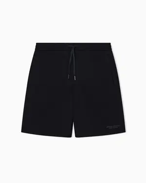 Armani Exchange Drawstring Cotton French Terry Shorts With Logo Essential - Black