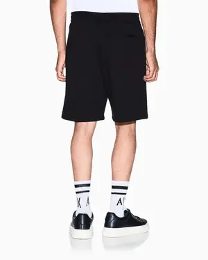 Armani Exchange Drawstring Cotton French Terry Shorts With Logo Essential - Black