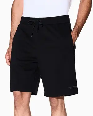 Armani Exchange Drawstring Cotton French Terry Shorts With Logo Essential - Black