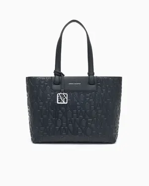 Armani Exchange Monogram Shopper Bag - Black