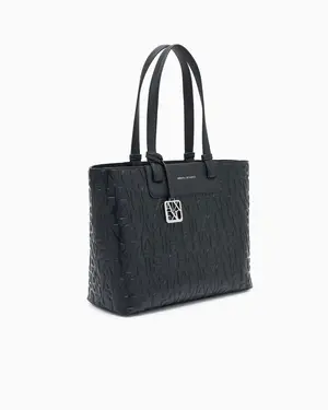 Armani Exchange Monogram Shopper Bag - Black