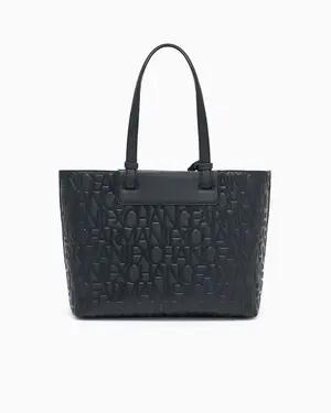 Armani Exchange Monogram Shopper Bag - Black