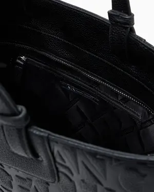 Armani Exchange Monogram Shopper Bag - Black