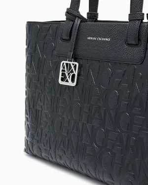 Armani Exchange Monogram Shopper Bag - Black