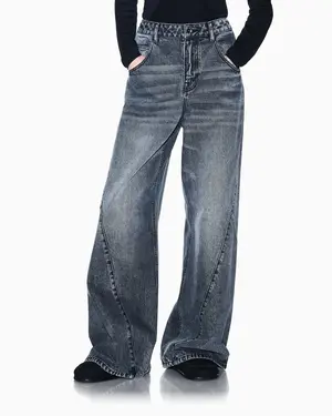 Armani Exchange Oversized Fit 5-pocket Pants In Rigid Cotton Denim