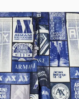 Armani Exchange Boxer Swim Trunks With Drawstring And Pockets