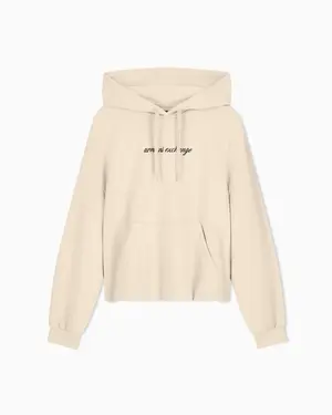 Armani Exchange Hooded Sweatshirt In Viscose Stretch Scuba - Beige