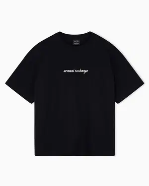 Armani Exchange Oversize T-shirt In Cotton Jersey - Black