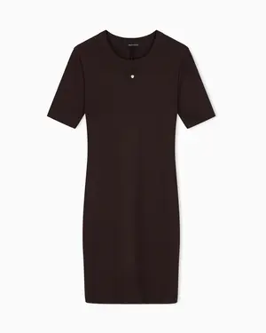 Armani Exchange Slim Fit Dress In Recycled Heavy Rib Jersey - Brown