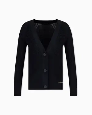 Armani Exchange Regular Fit Cardigan Knitted Recycled Viscose - Black