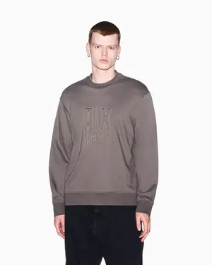 Armani Exchange Sweatshirt In Cotton French Terry - Brown