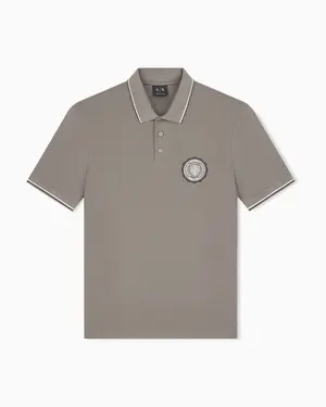 Armani Exchange Slim-fit Polo Shirt In Cotton Pique - Brown