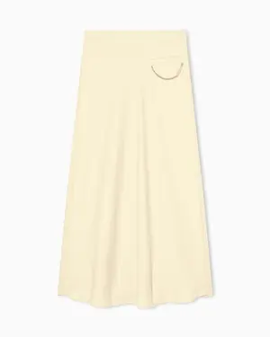 Armani Exchange Long Flowing Skirt In Recycled Crepe Satin - Yellow
