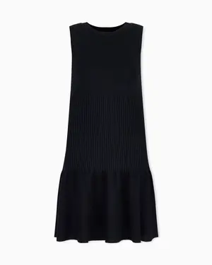 Armani Exchange Slim Fit Dress In Knitted Recycled Viscose - Black