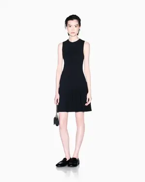 Armani Exchange Slim Fit Dress In Knitted Recycled Viscose - Black