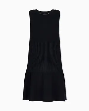 Armani Exchange Slim Fit Dress In Knitted Recycled Viscose - Black