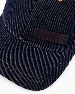 Armani Exchange Baseball Hat In Stretch Cotton Denim