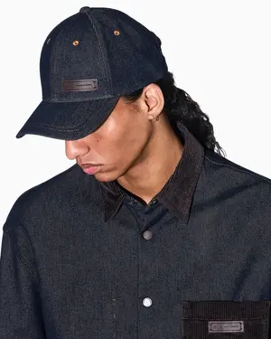 Armani Exchange Baseball Hat In Stretch Cotton Denim