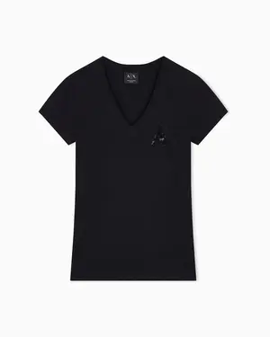 Armani Exchange Slim Fit T-shirt In Cotton Jersey - Black