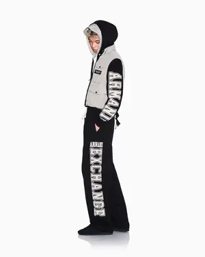 Armani Exchange Oversized Trousers In Cotton French Terry - Black