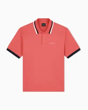 Armani Exchange Regular Fit Polo Shirt In Cotton Piquet With Rib Details - Red