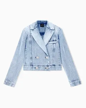 Armani Exchange Regular Fit Blazer In 12.4oz Rigid Cotton Denim