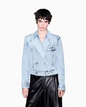 Armani Exchange Regular Fit Blazer In 12.4oz Rigid Cotton Denim