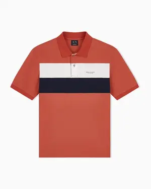 Armani Exchange Regular Fit Polo Shirt In Cotton Piqué With Rib Details - Red