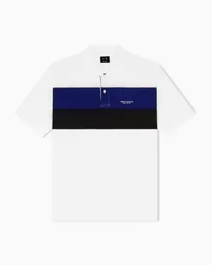 Armani Exchange Regular Fit Polo Shirt In Cotton Piqué With Rib Details - White