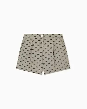 Armani Exchange Slim Fit Shorts In Cotton With Allover Jacquard - Beige