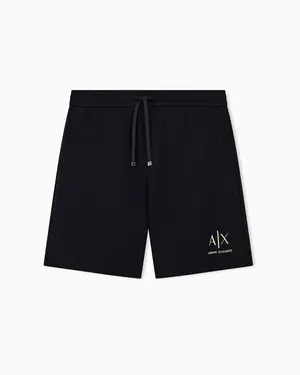 Armani Exchange Shorts Bonded Stretch Cotton Jersey Regular Fit - Black